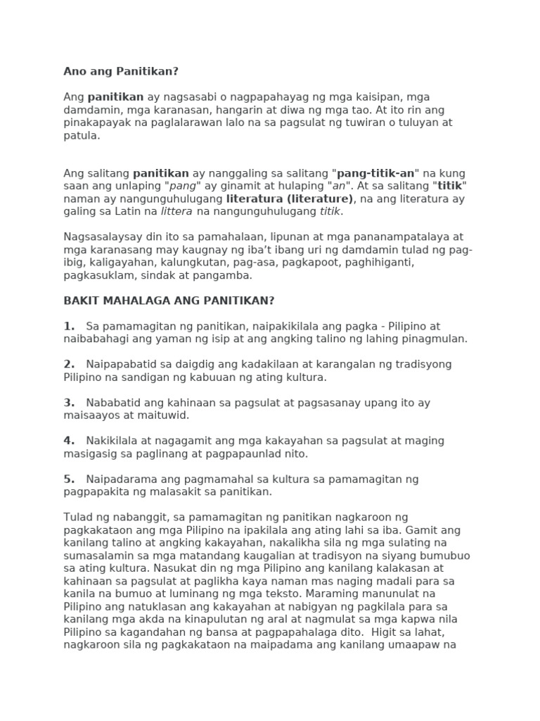 Panitikan Finals Lesson | PDF