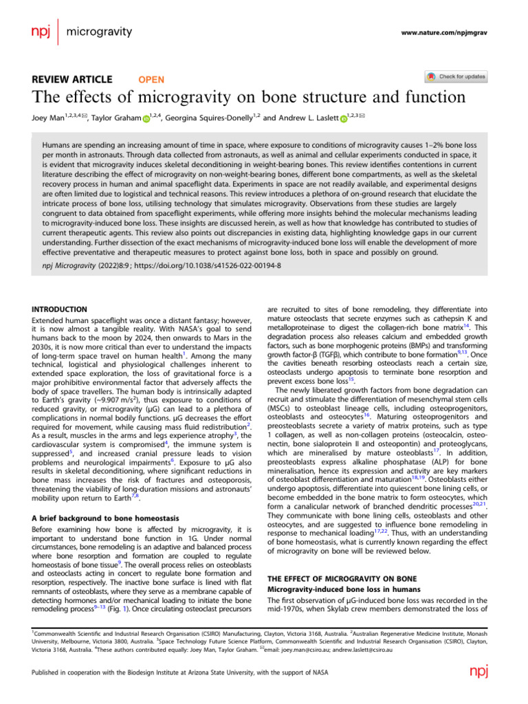 Microgravity's Impact on Bone Health | PDF | Bone | Osteoblast