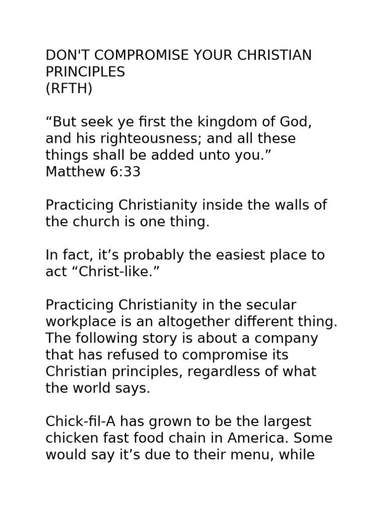 Don't Compromise Your Christian Principles | PDF | Faith | Theology