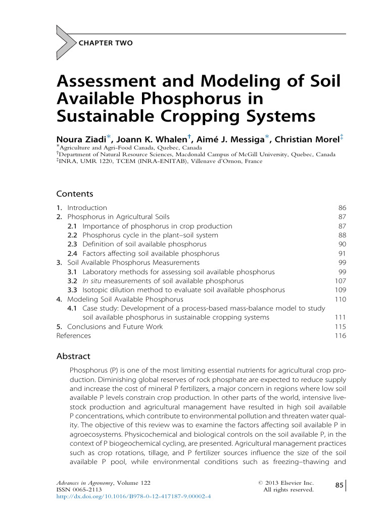 2013 Ziadi - Assesment and Modeling of Soil Available Phosporus in Sustainable Cropping Systems ...
