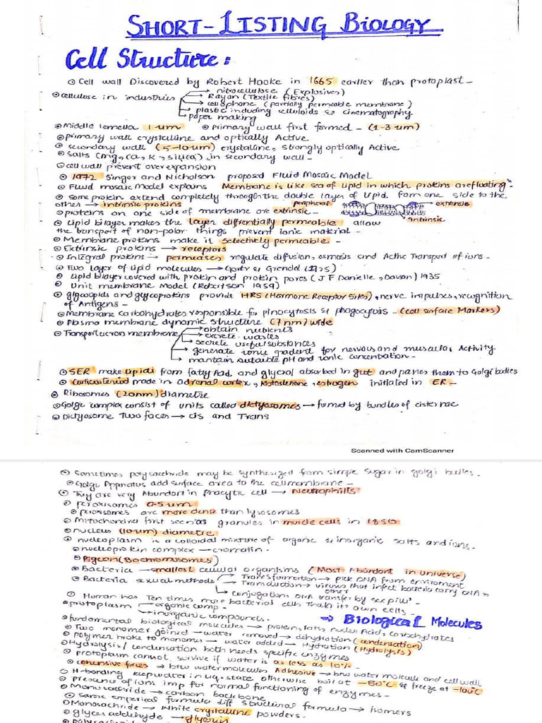 Biology Short Notes - Mohib | PDF