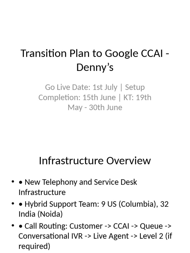 Google CCAI Transition Dennys | PDF