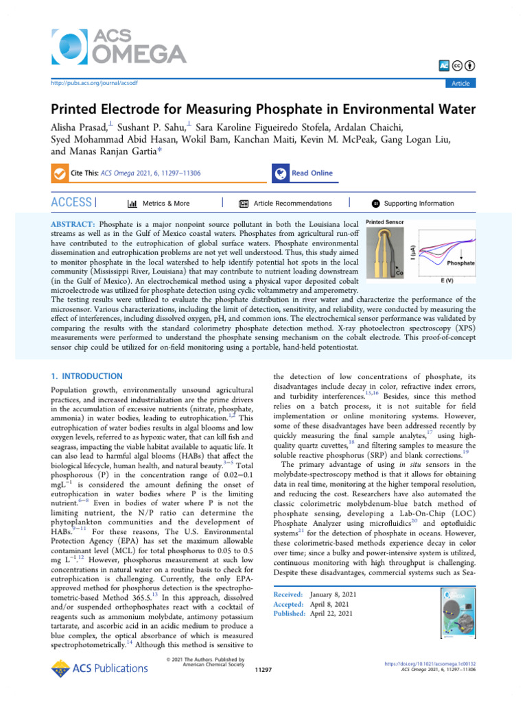 2021 Prasad Printed Electrode For Measuring Phosphate in Environmental ...