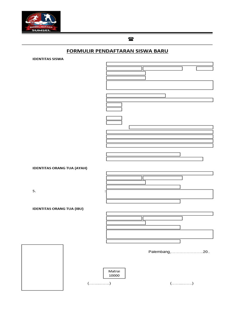 Formulir Pendaftaran Bimbel Nufasa Sumsel | PDF