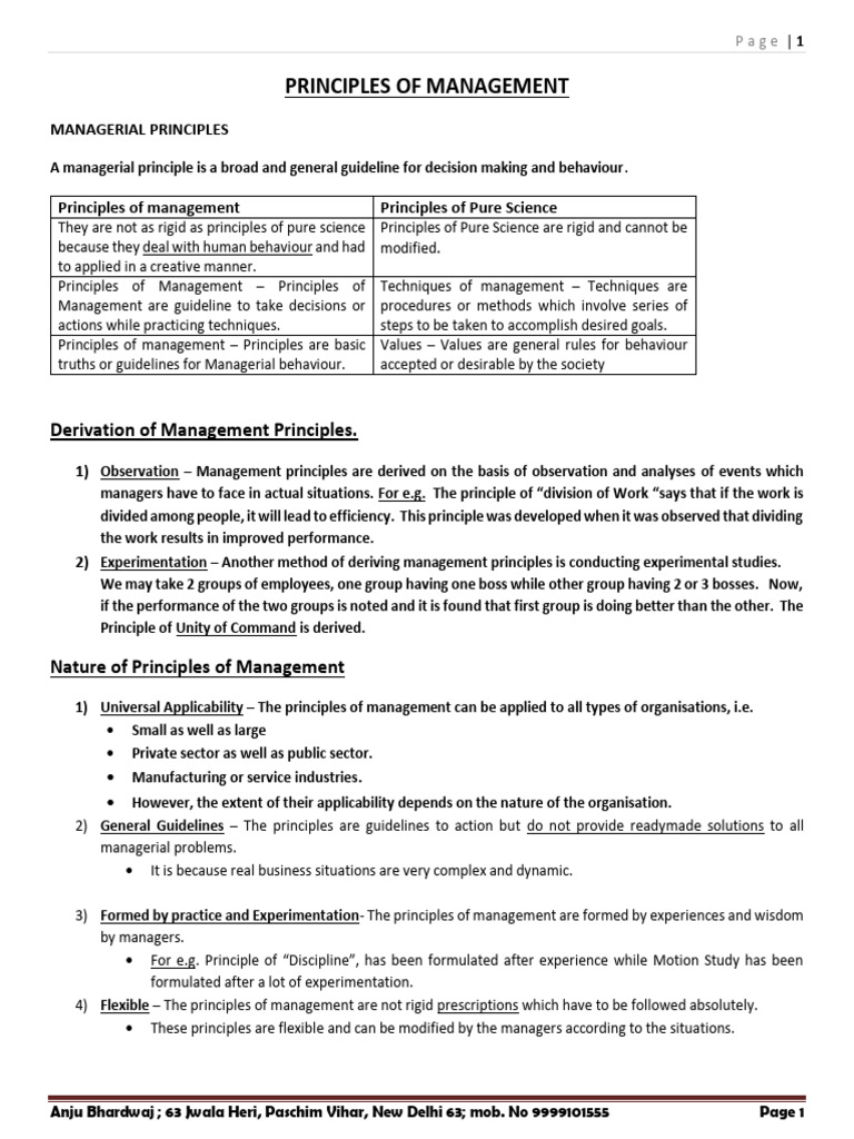 Notes On CH 2 Principles of Management | PDF | Employment | Science
