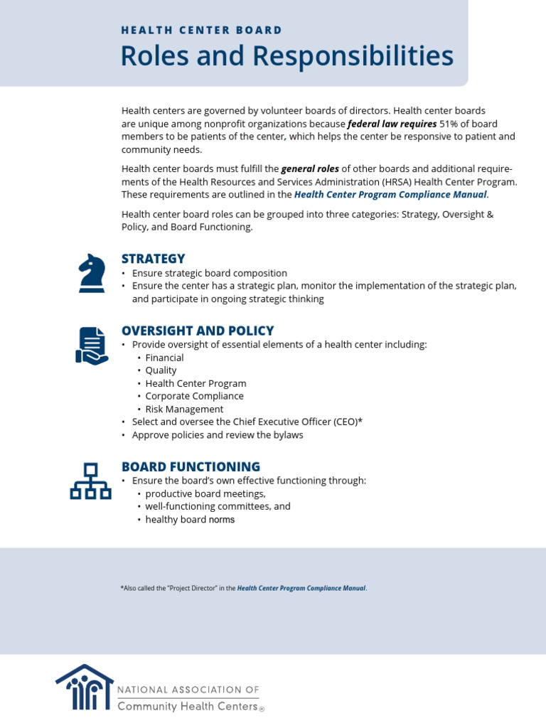 Health Center Board Roles and Responsibilities 10-23-1 | PDF ...