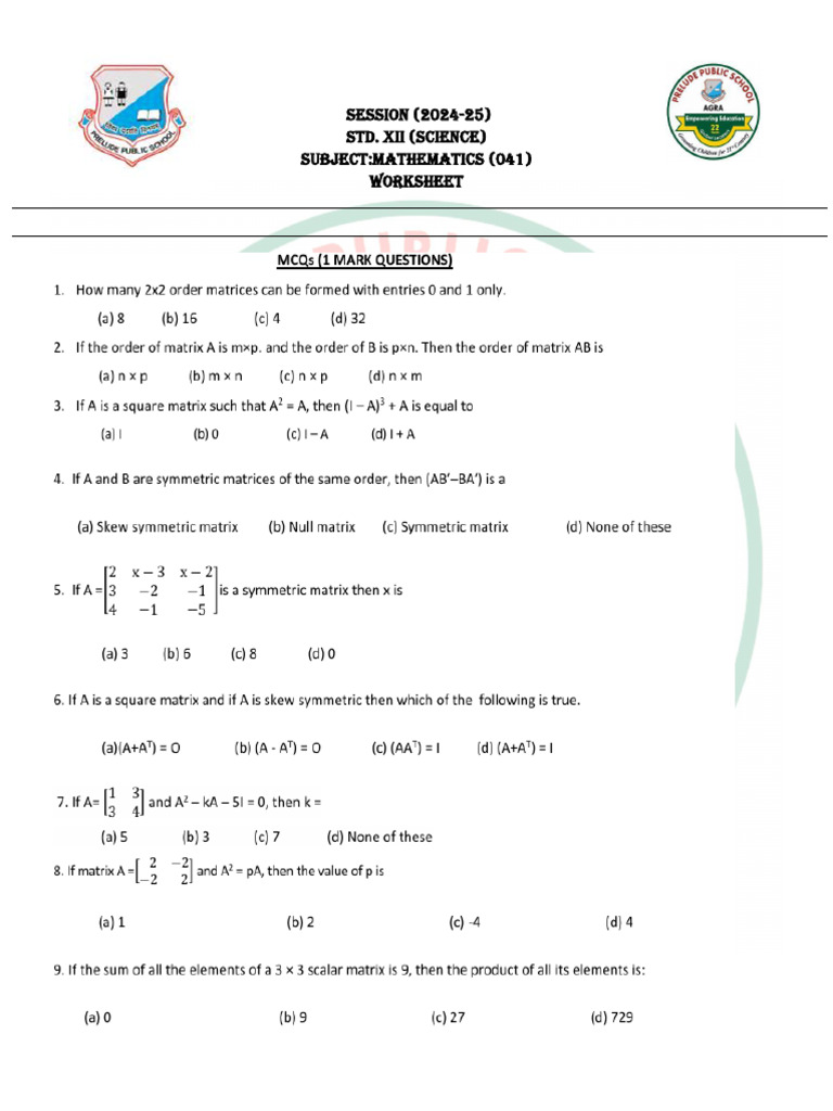 12 Worksheet A | PDF