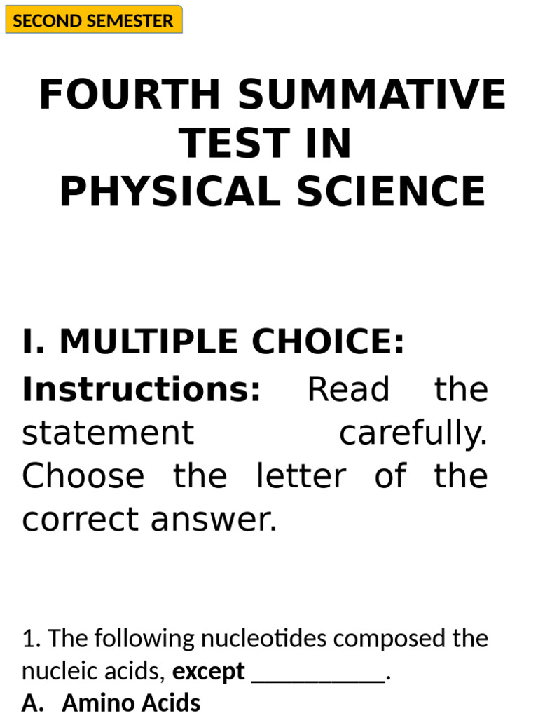 4th Summative Test - Answer Key | PDF | Chemical Polarity | Chemical Bond
