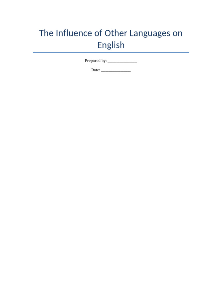 Influence of Languages On English Project With Cover and TOC | PDF ...