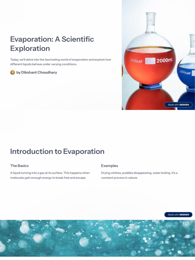 Evaporation A Scientific Exploration | PDF | Evaporation | Liquids