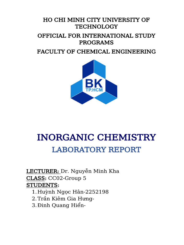 Inorganic Chemistry Lab Report | PDF | Hydrogen | Hydroxide