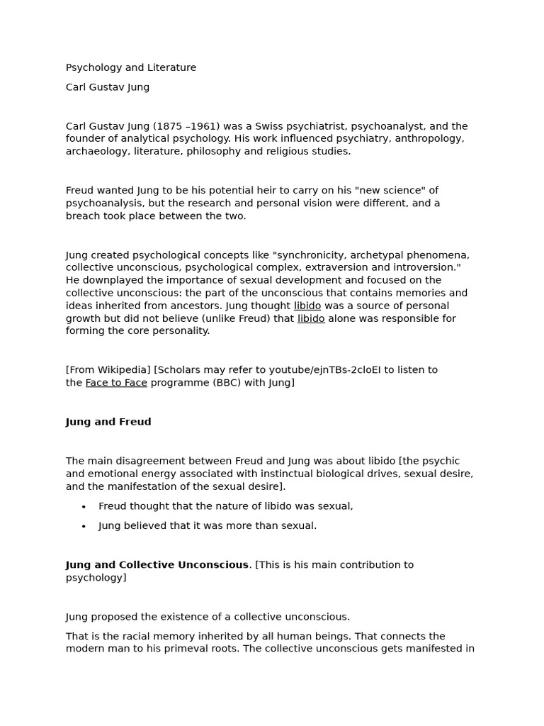 Jung's Insights on Psychology and Literature | PDF | Carl Jung | Shadow ...