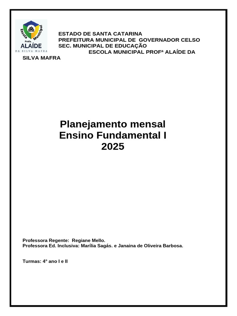 Planejamento Mensal Ensino Fundamental I | PDF | Números | Pedagogia