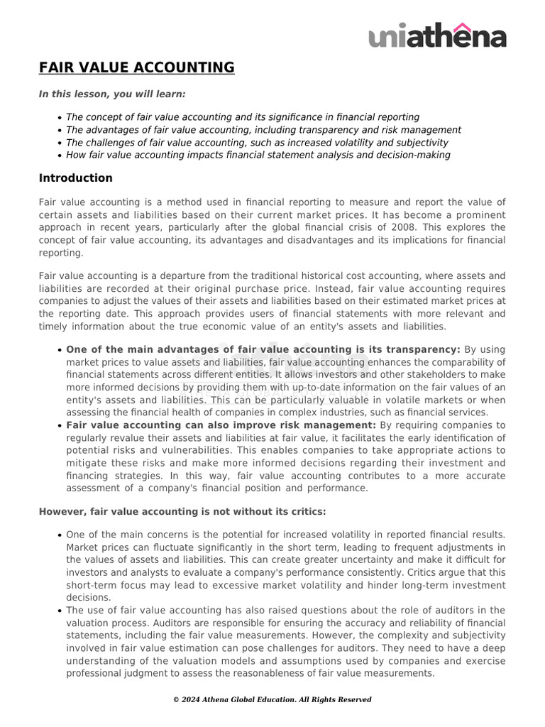 Fair Value Accounting | PDF | Fair Value | Mark To Market Accounting