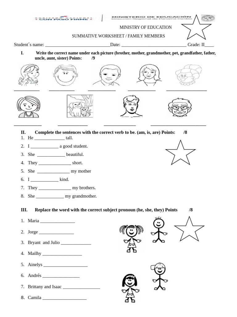 Summative Grammar Family Members | PDF