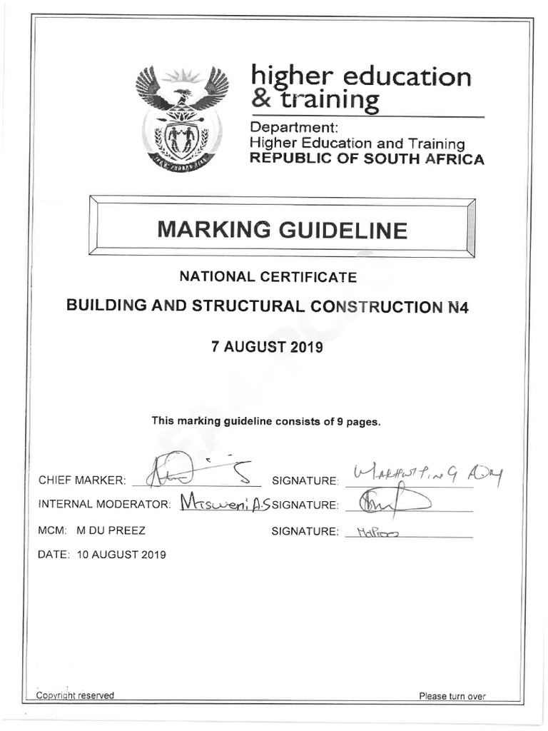 Building and Structural Construction n4 Memo Aug 2019 | PDF