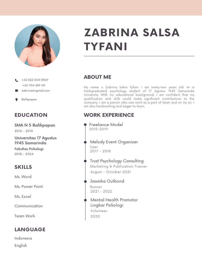 CV Zabrina Salsa Tyfani (New) | PDF