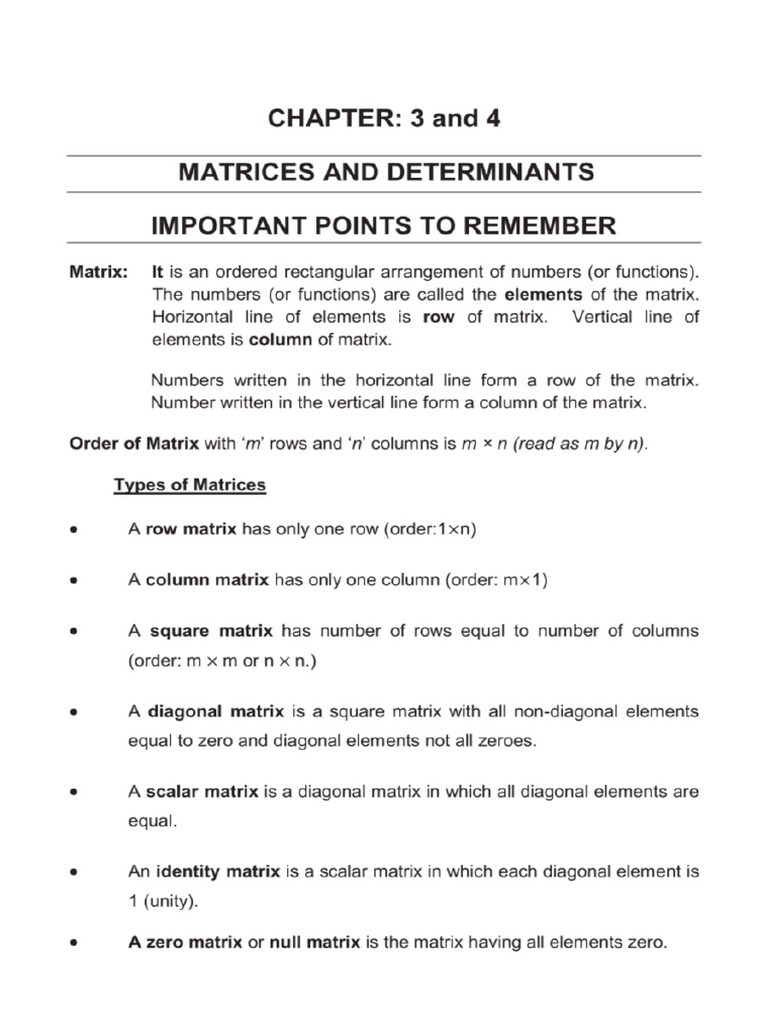 Matrices and Determinant | PDF