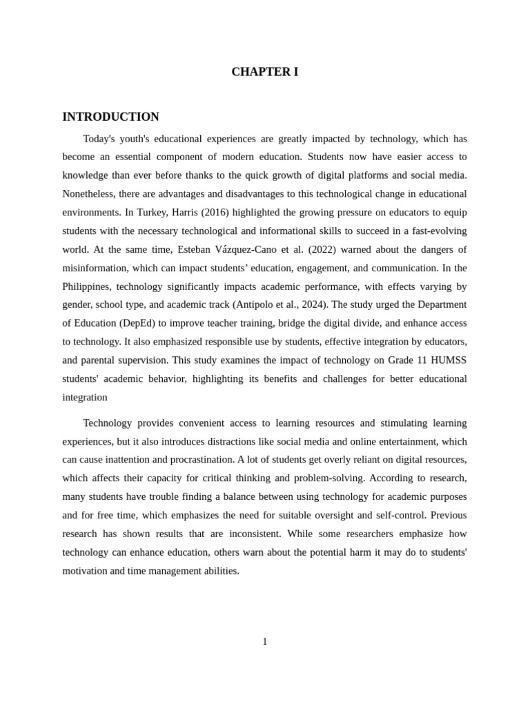 Impact of Technology on HUMSS Students | PDF | Methodology ...