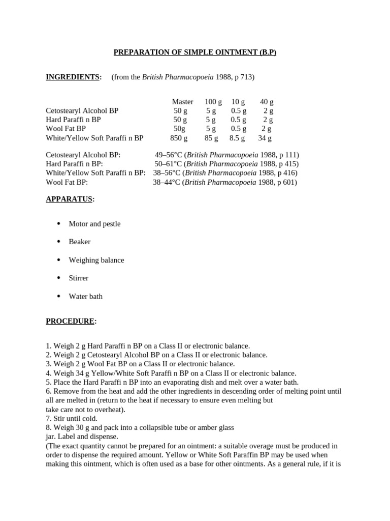 Preparation of Simple Ointment-1 | PDF | Topical Medication | Sulfur