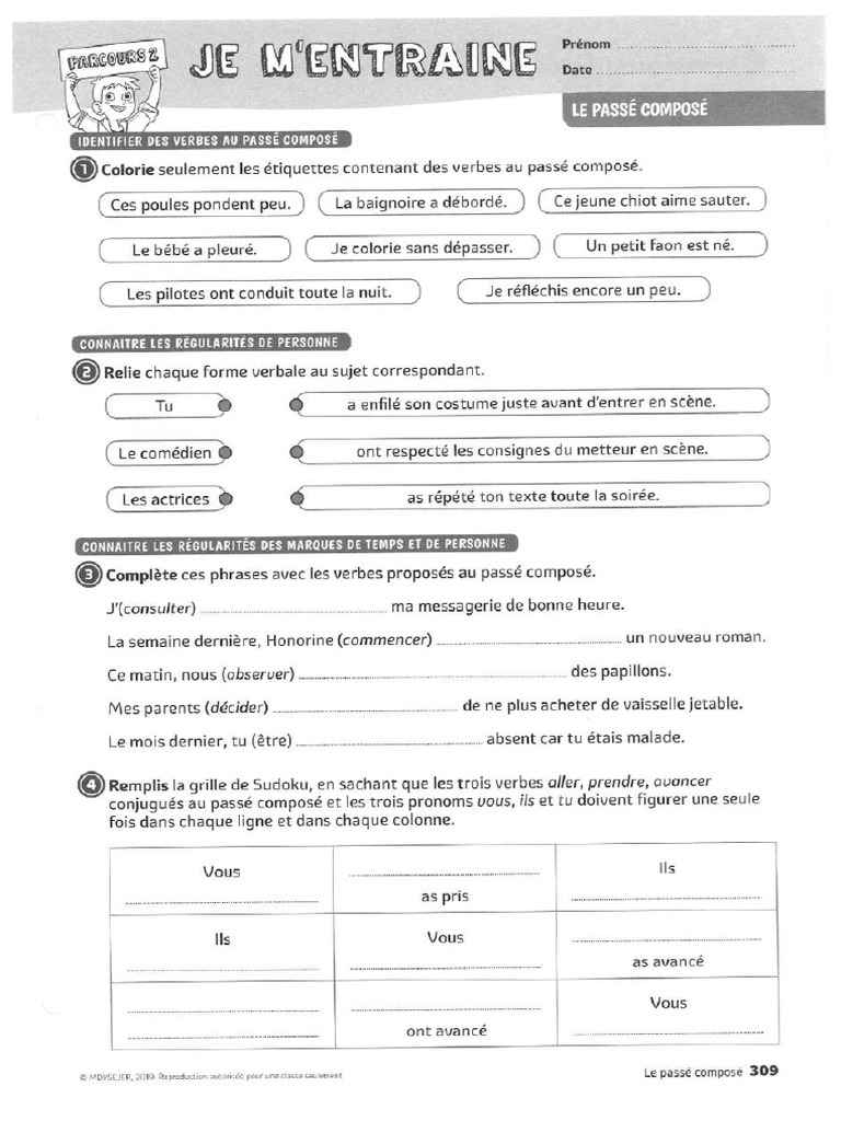 Parcours 2 Passé Composé | PDF