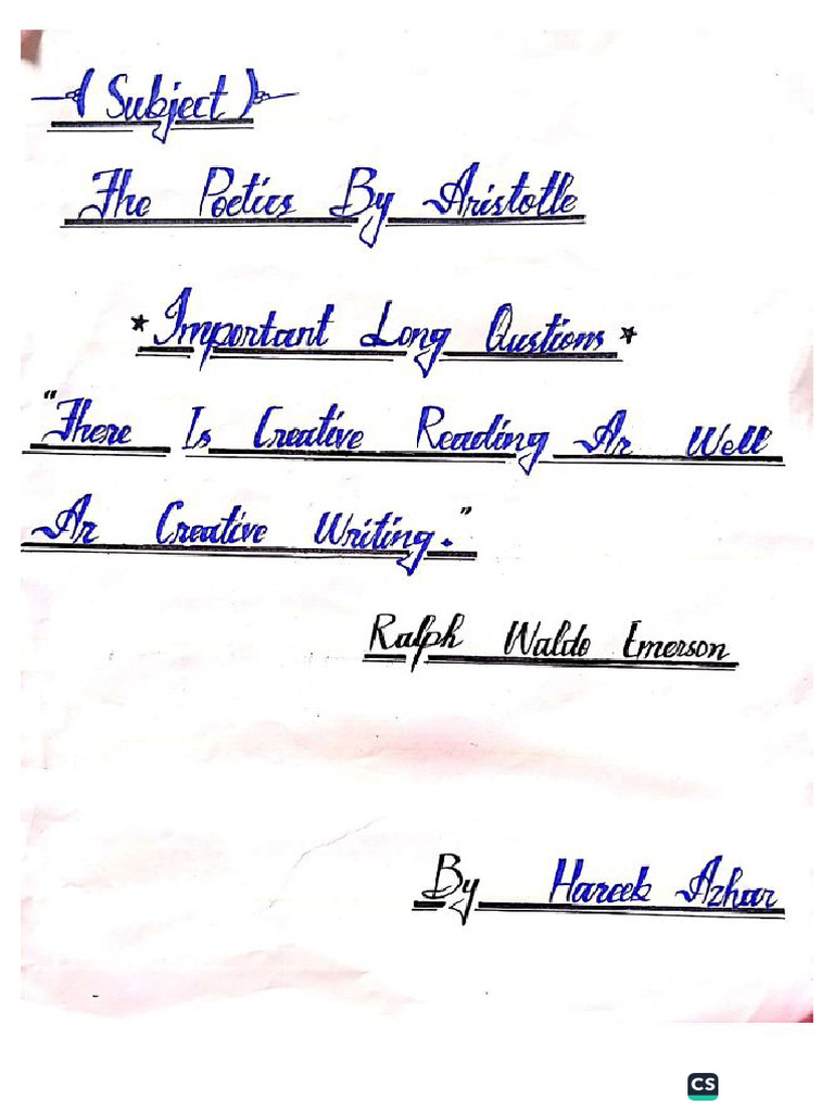 Poetics Long Questions by Haseeb Azhar | PDF