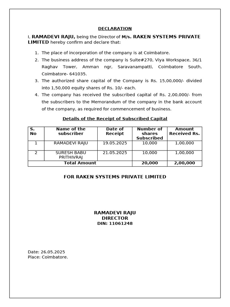 Declaration 26 05 2025 | PDF