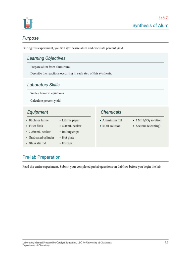 Synthesis of Alum Experiment | PDF | Organic Synthesis | Chemical Reactions