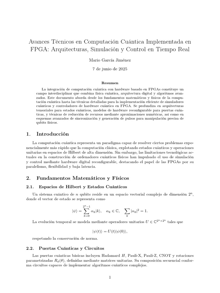 Computación Cuántica en FPGA: Avances y Control | PDF | Arreglos de ...