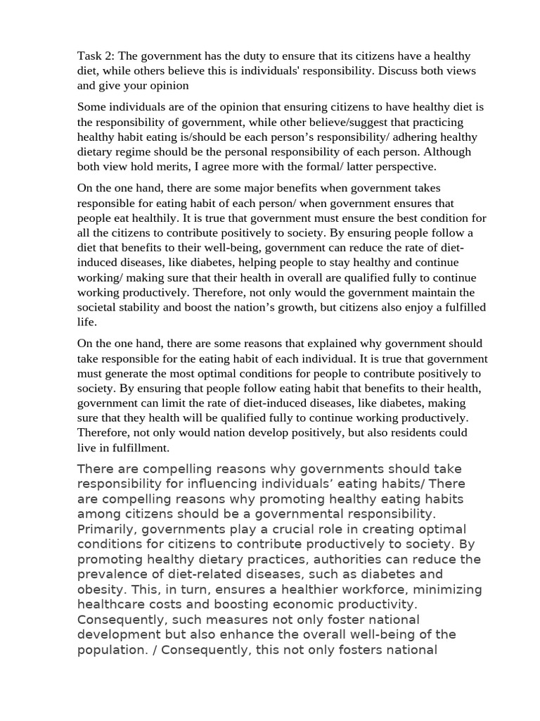 Government Duty in Promotiong Healthier Eating Habit | PDF | Healthy ...