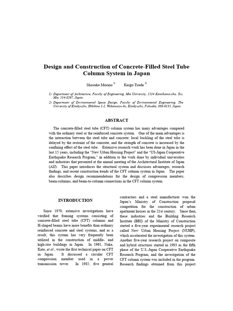CFT Column System in Japan | PDF | Strength Of Materials | Buckling