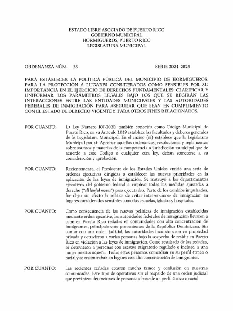 Ordenanza Municipal de Aguadilla | PDF