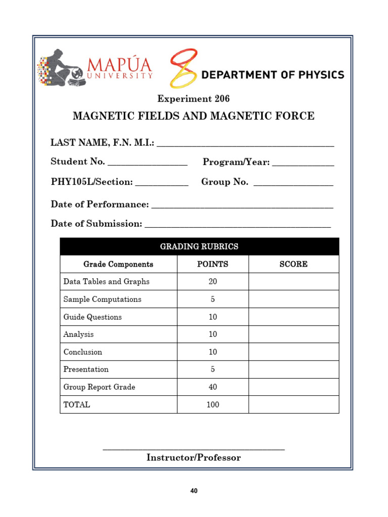Expt. 6 - Magnetic Fields and Magnetic Force | PDF | Magnetic Field | Electric Current