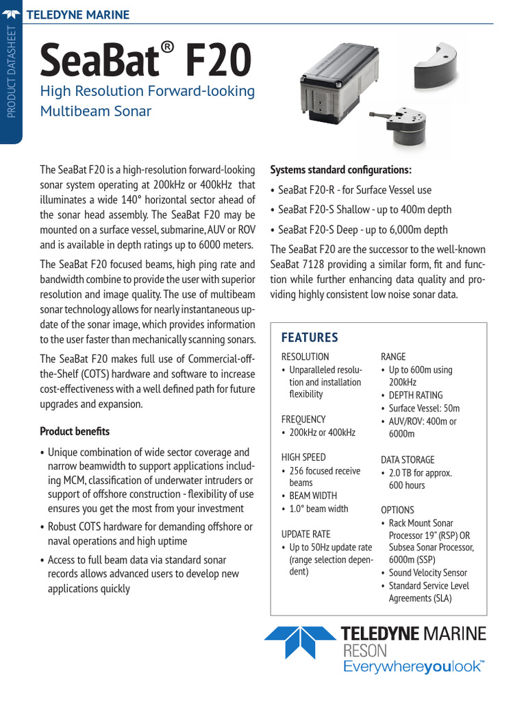 SeaBat F20 Product Leaflet | PDF | Sonar | Equipment
