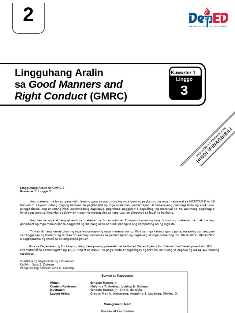 LE GMRC2 Q1 Week3 v.2714 | PDF