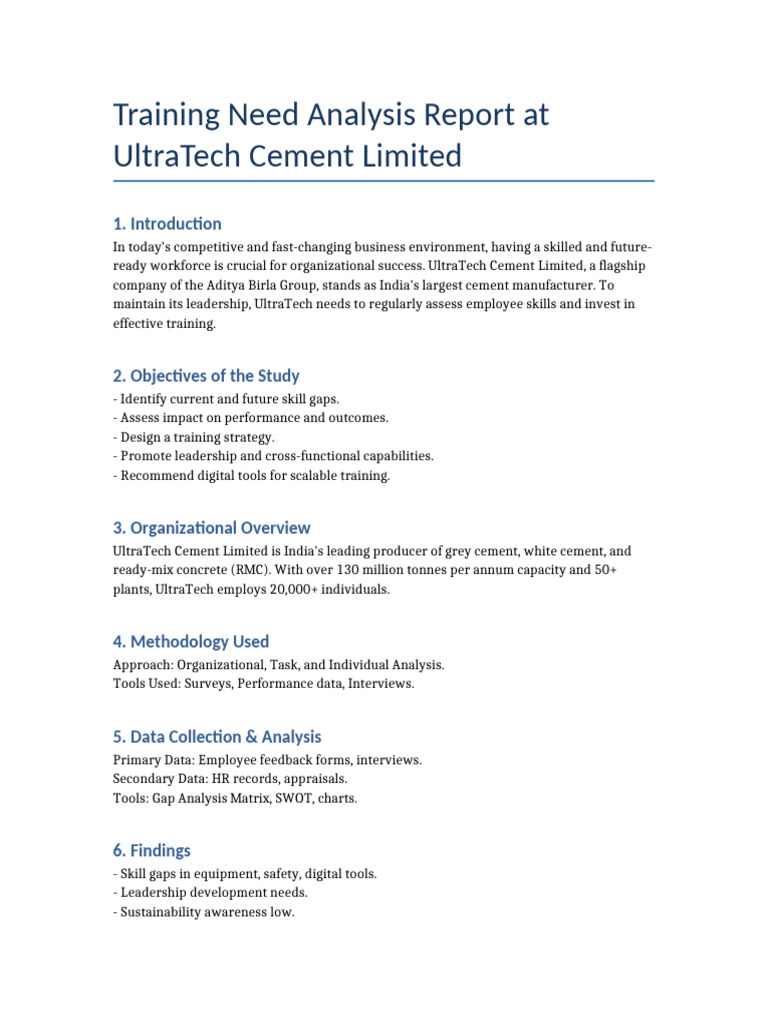 UltraTech TNA Report | PDF