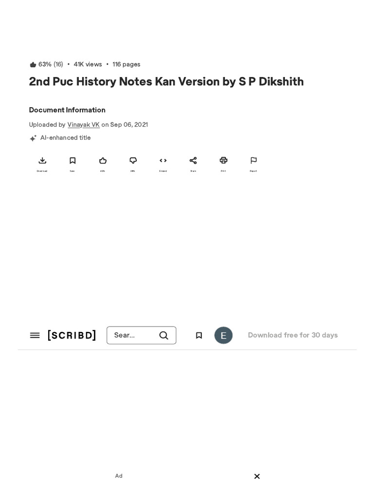 2nd PUC History Notes in Kannada | PDF | Scribd | Publishing