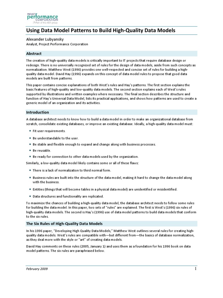 Using Data Model Patterns To Build High-Quality Data Models | PDF | Data Model | Hierarchy