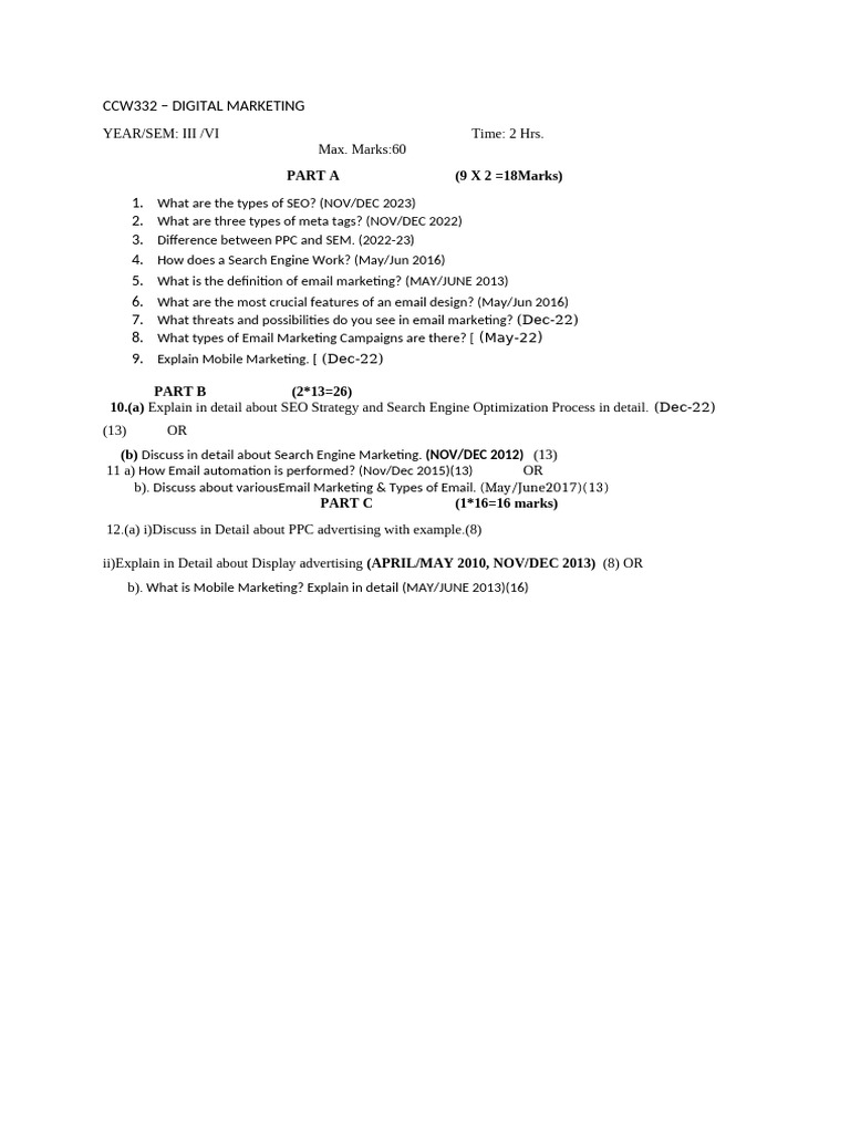 CCW332 - DIGITAL MARKETING QB | PDF