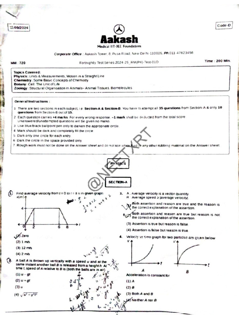 FT 01 Phase 04 RM Question Paper by @neetxrt | PDF