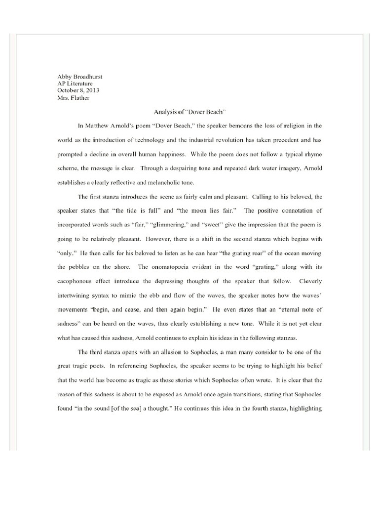 Analysis Dover Beach | PDF