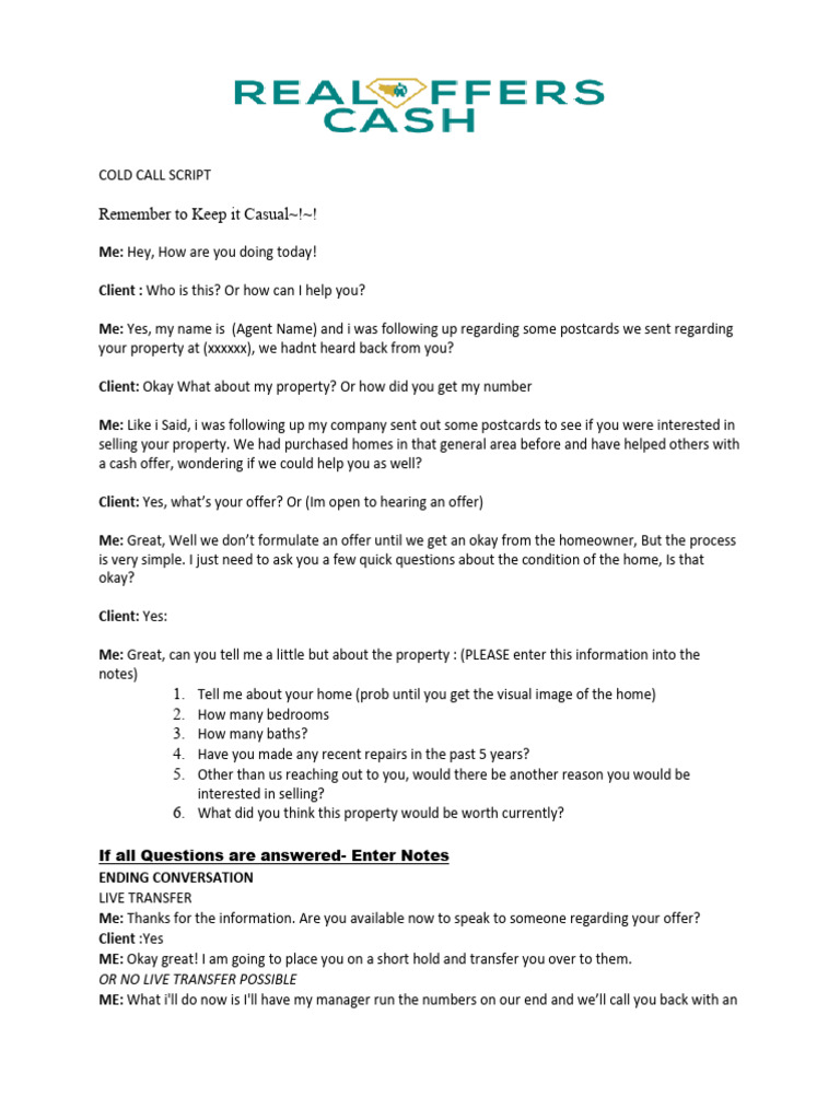 XENCALL-COLD CALL SCRIPT - v3 | PDF