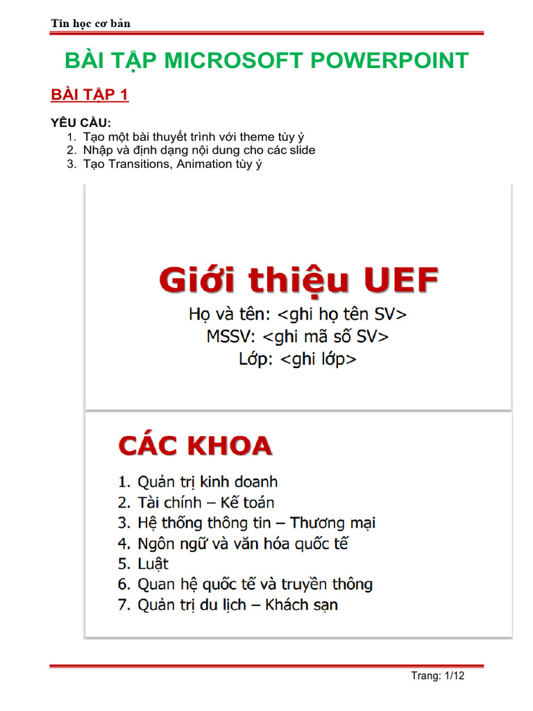 BaiTap PowerPoint (CB) | PDF