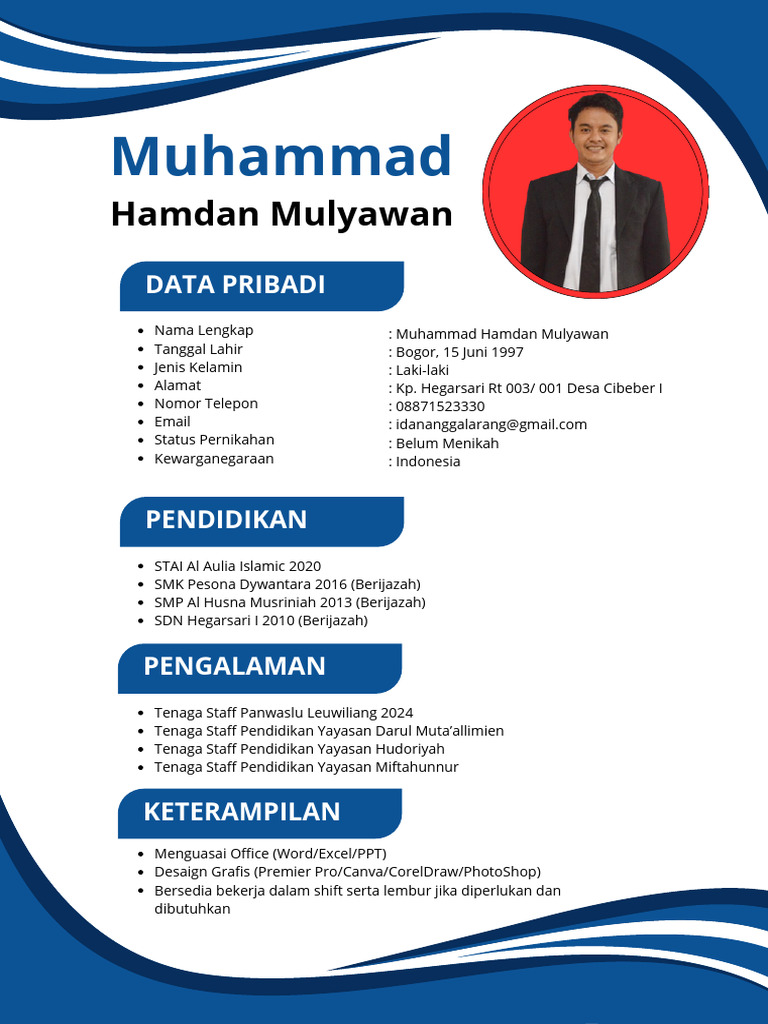 CV Resume Riwayat Hidup Hamdan | PDF
