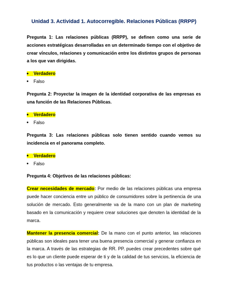 Unidad 3. Actividad 1. Auto-Corregible. Publicidad | PDF