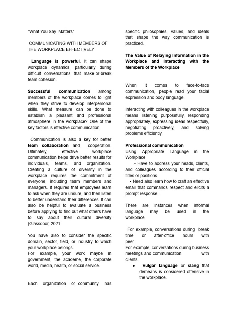 Effective Workplace Communication Guide | PDF | Memorandum | Communication