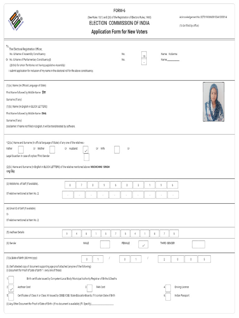 Isha Voter Id | PDF
