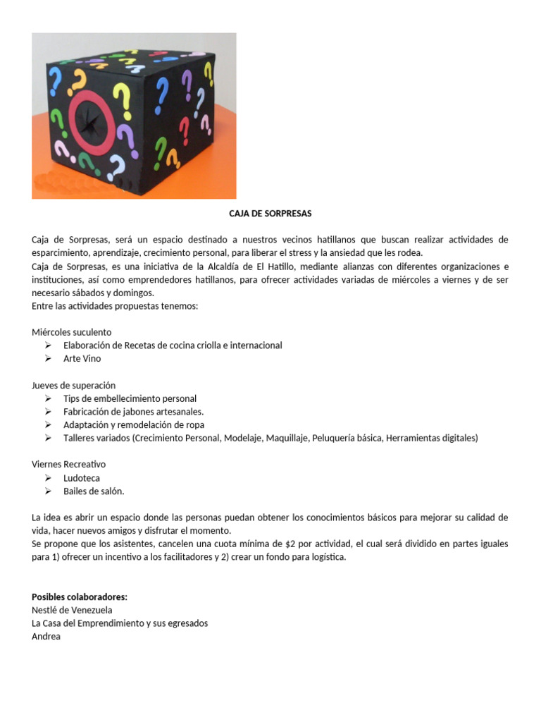 Caja de Sorpresas | PDF