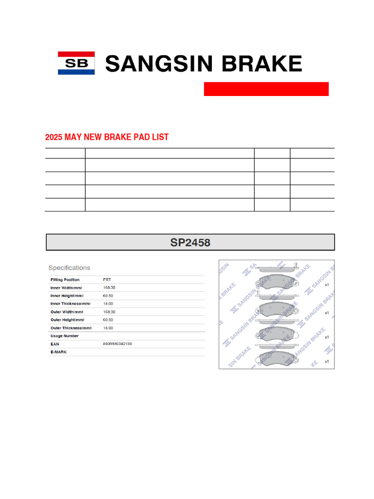 2025+New+Item+Bulletin+ +Sangsin+Brake+ (13+may) | PDF