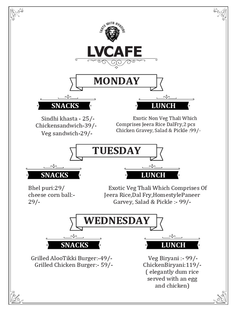 LV Cafe Menu 4 | PDF